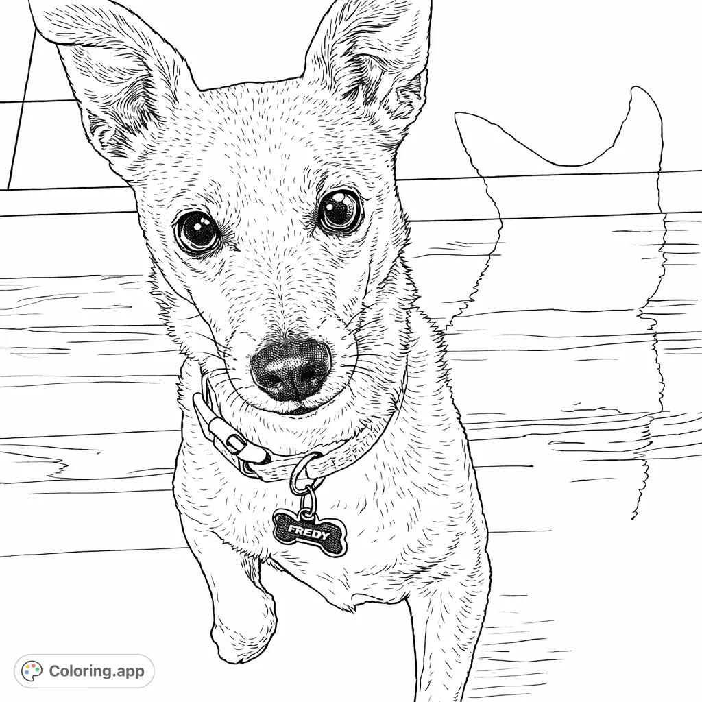 Freddy the Attentive Dog - Coloring.app