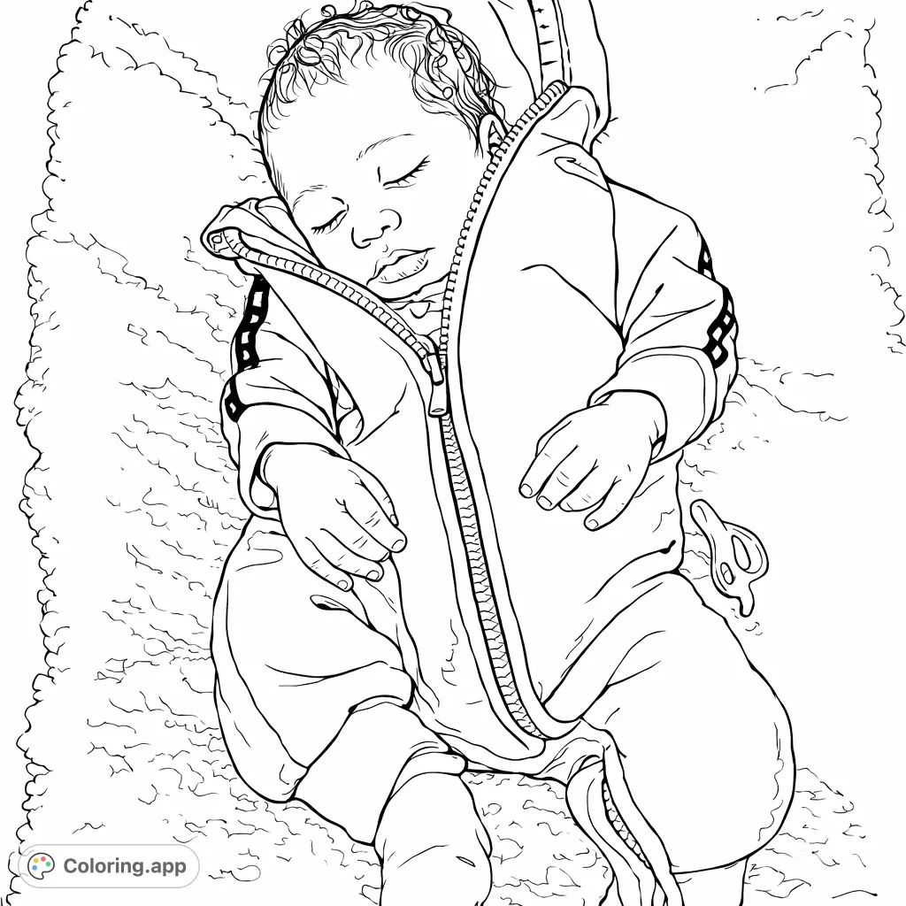 Sleeping Baby's Sweet Dreams - Coloring.app