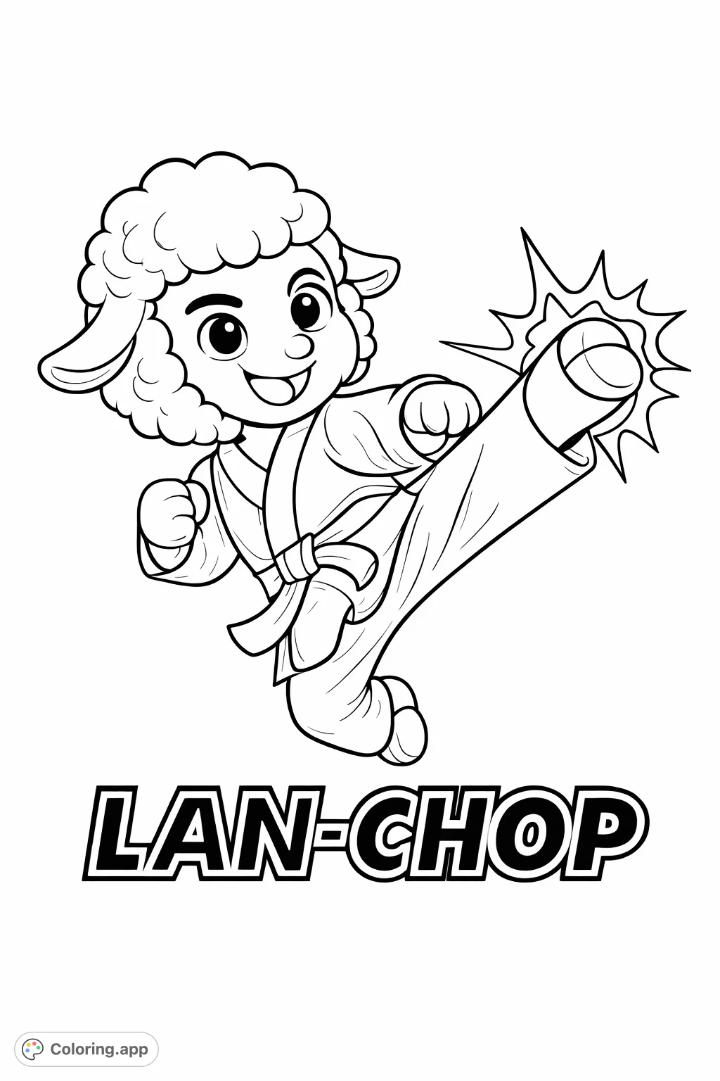 Martial Arts Sheep Kick - Coloring.app