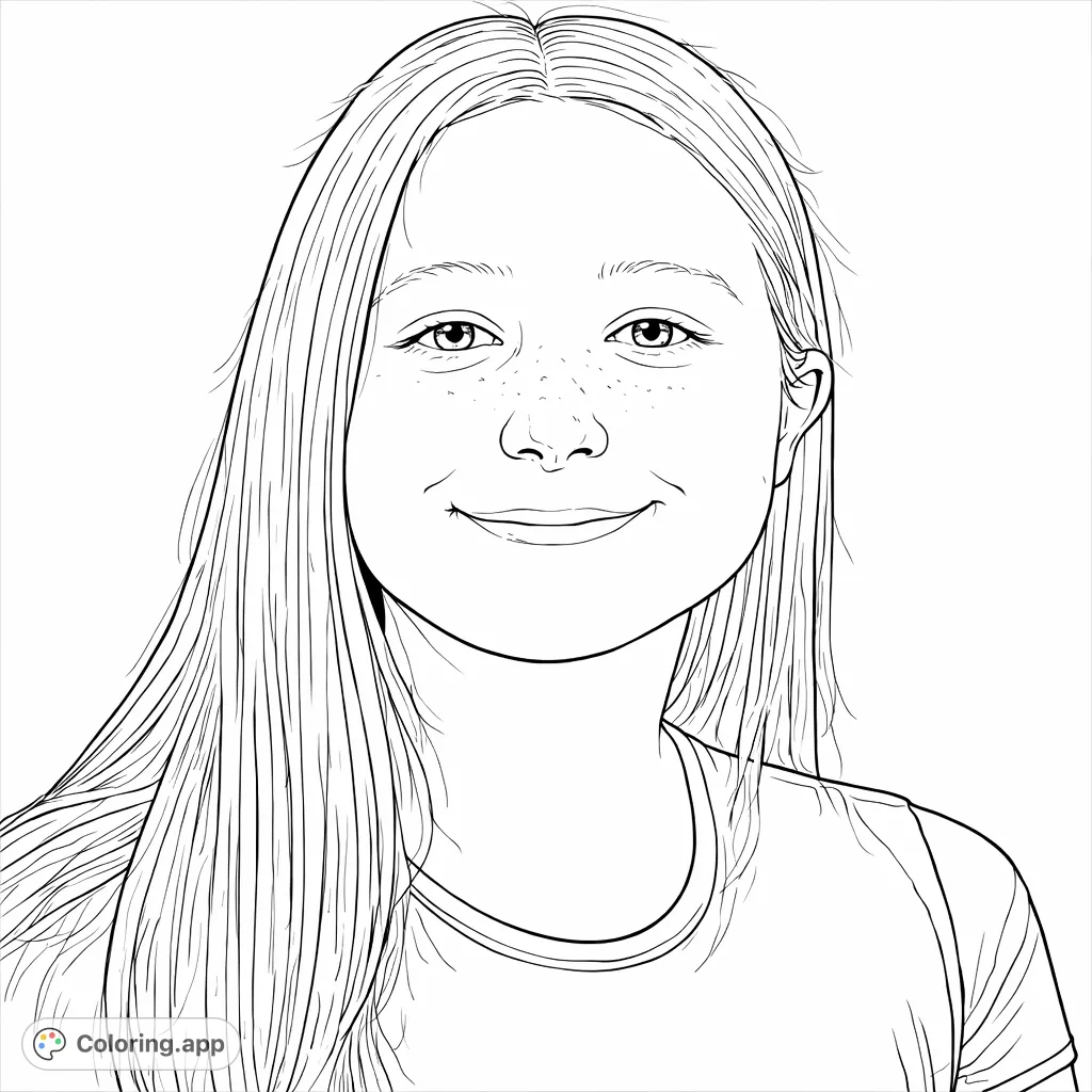 Smiling Young Person Portrait - Coloring.app