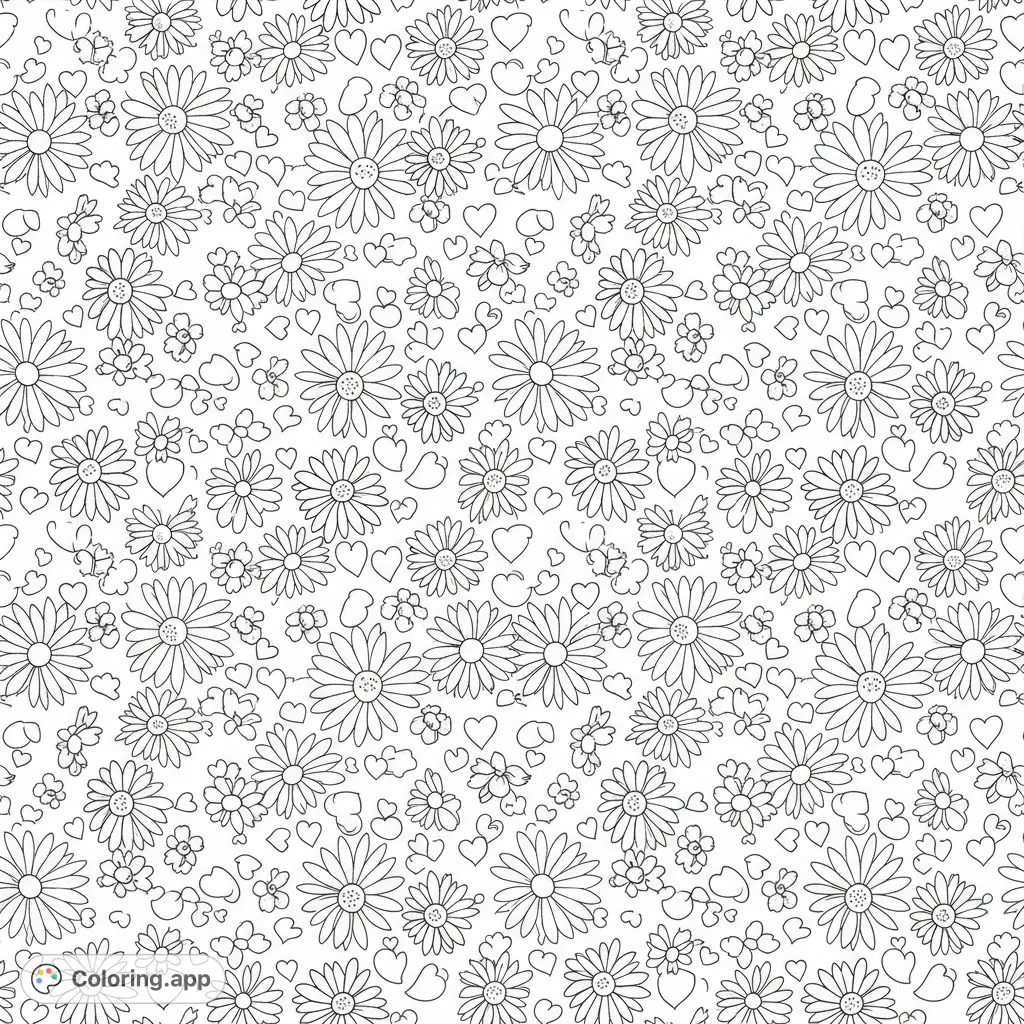 Dancing Daisies and Tiny Hearts - Coloring.app