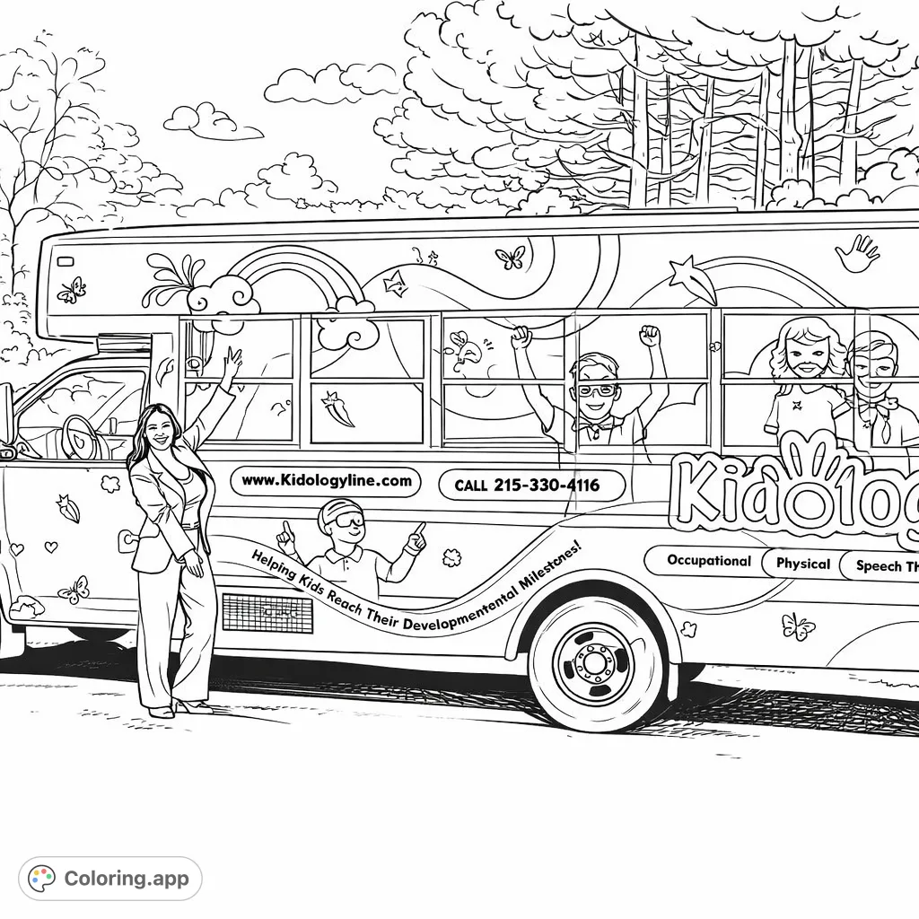 Kidology Therapy Bus Adventure - Coloring.app