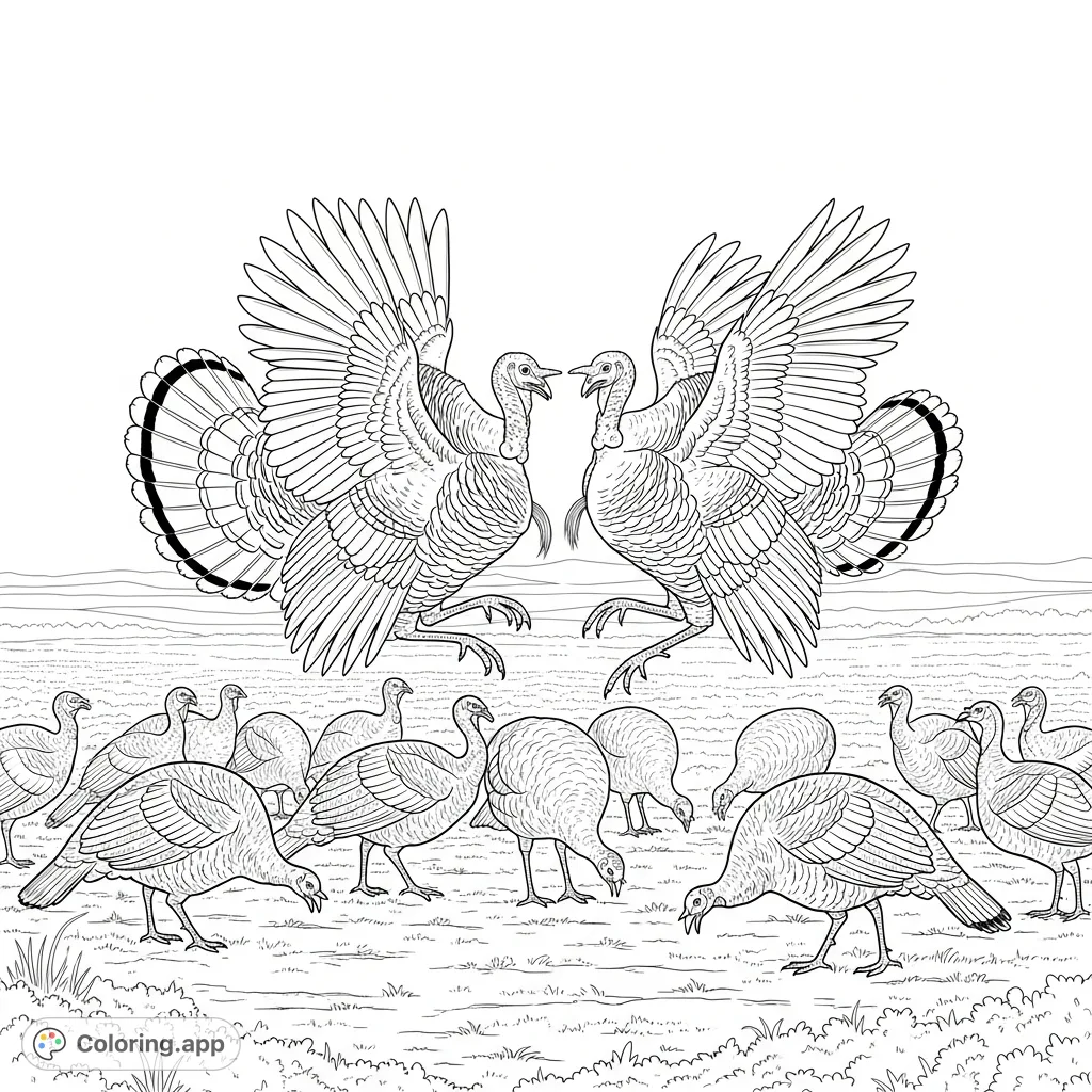Turkey Showdown Field - Coloring.app