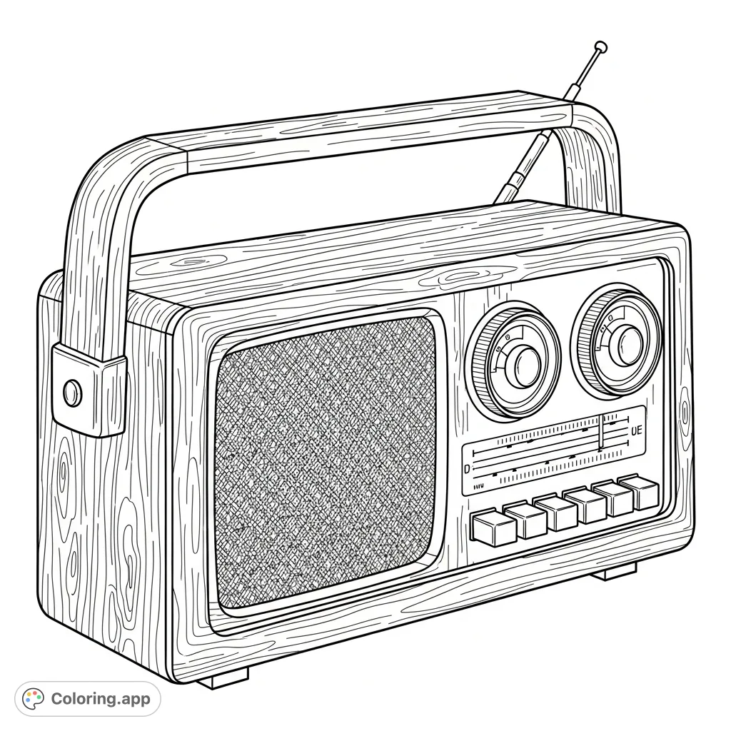 Classic 1950s Radio - Coloring.app