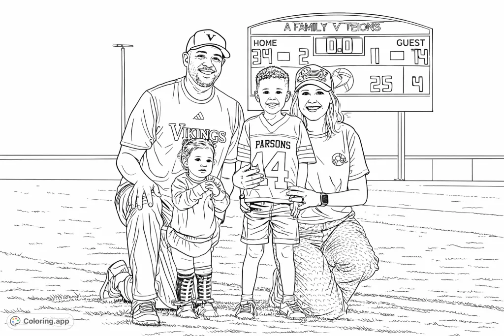 Game Day Family Moment - Coloring.app