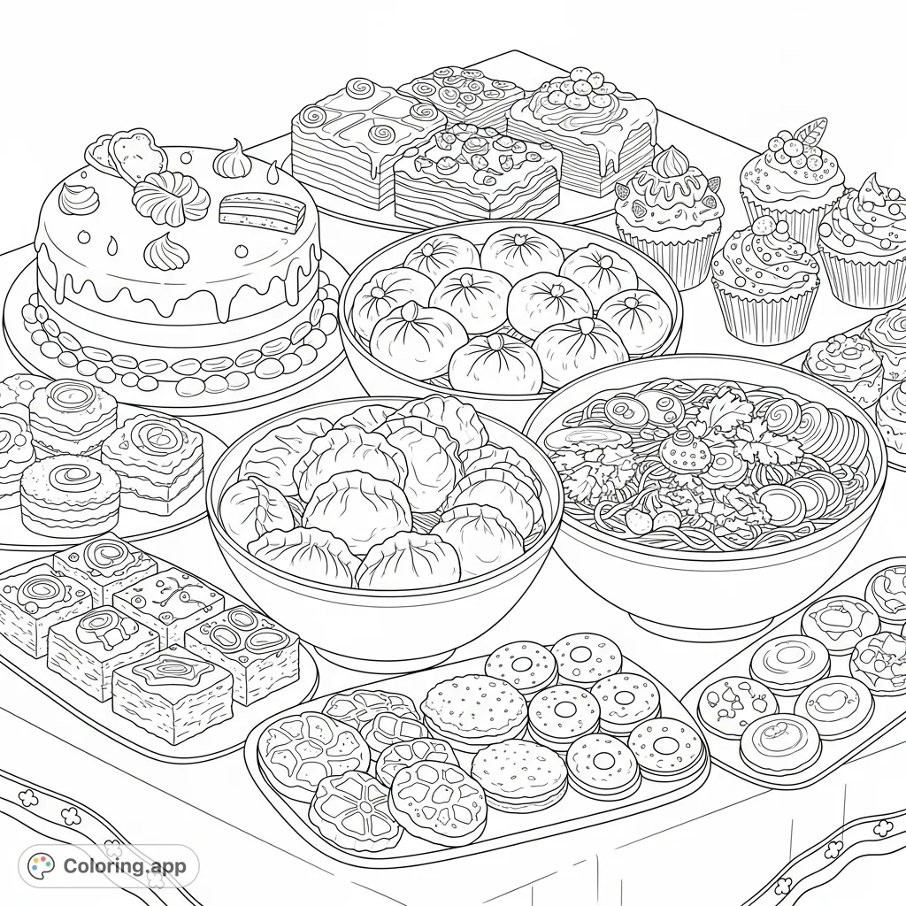 Grand Culinary Feast - Coloring.app