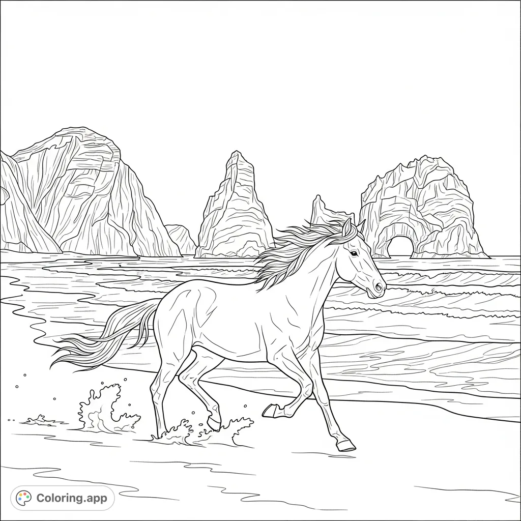 Wharariki Beach Horse Canter - Coloring.app