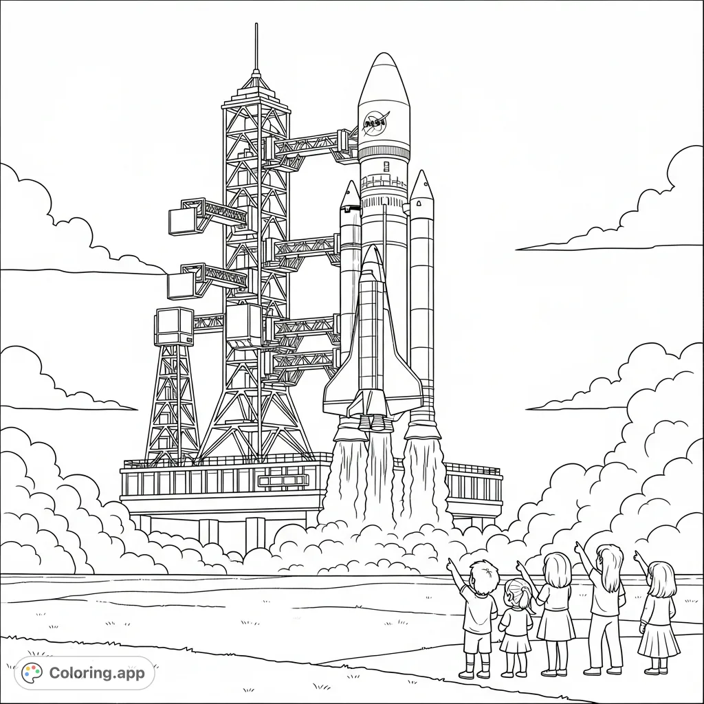 Mighty Rocket Liftoff - Coloring.app