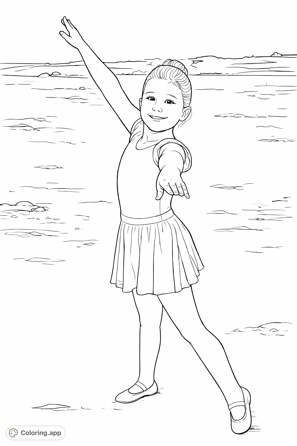 Smiling Ballerina Dance Pose - Coloring.app
