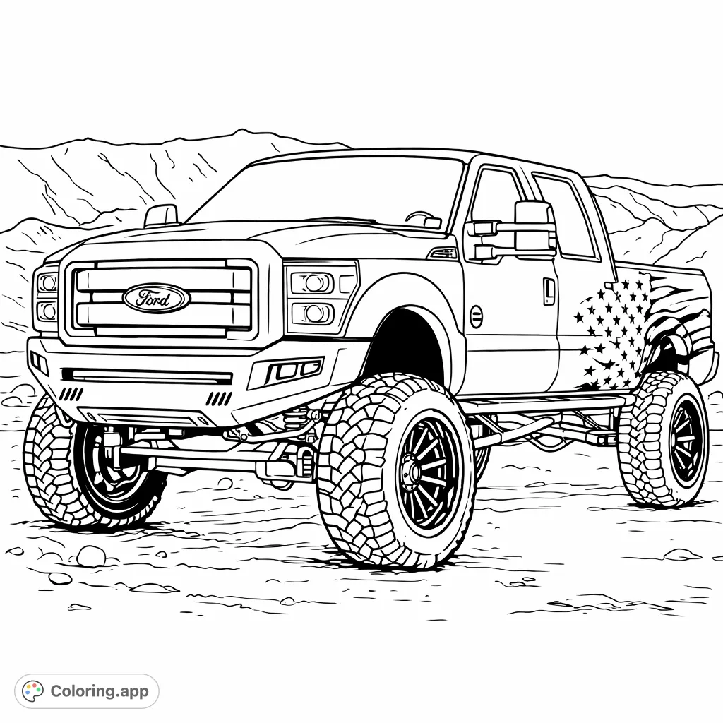 Rugged Lifted Truck - Coloring.app
