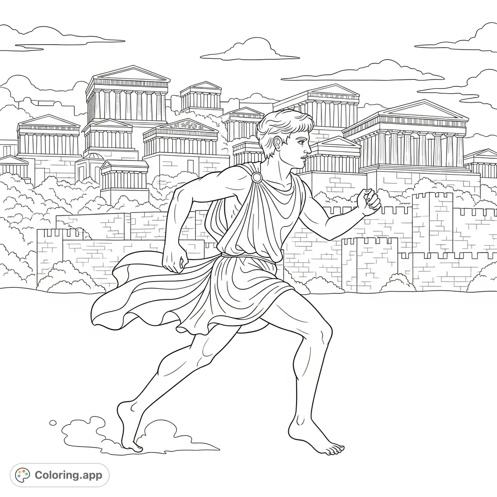 Ancient Greek Messenger's Run - Coloring.app
