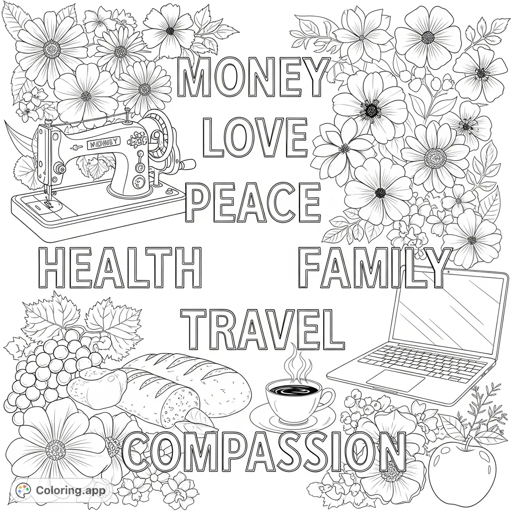 Personal Vision Board Collage - Coloring.app