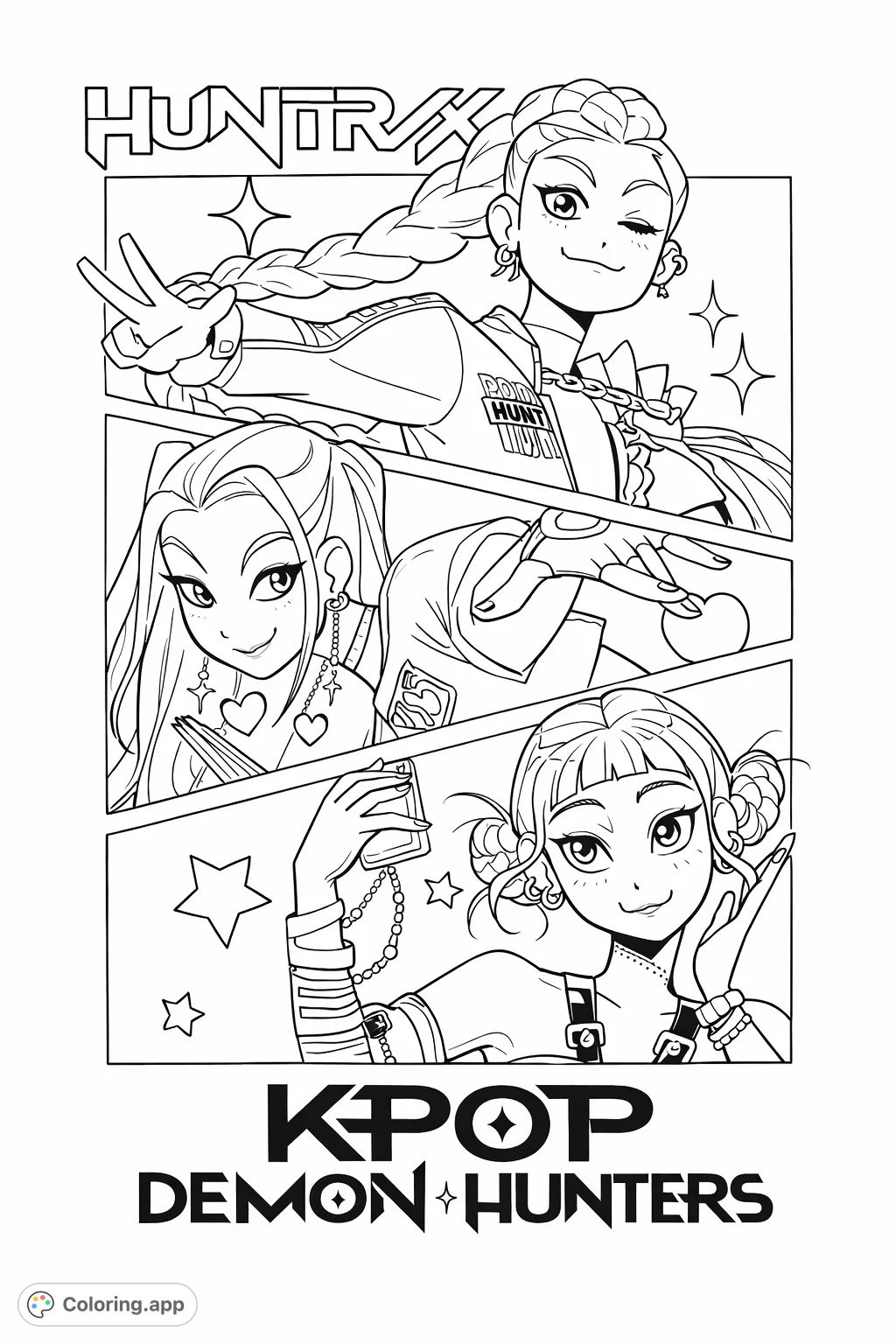 K-pop Demon Hunters Trio - Coloring.app