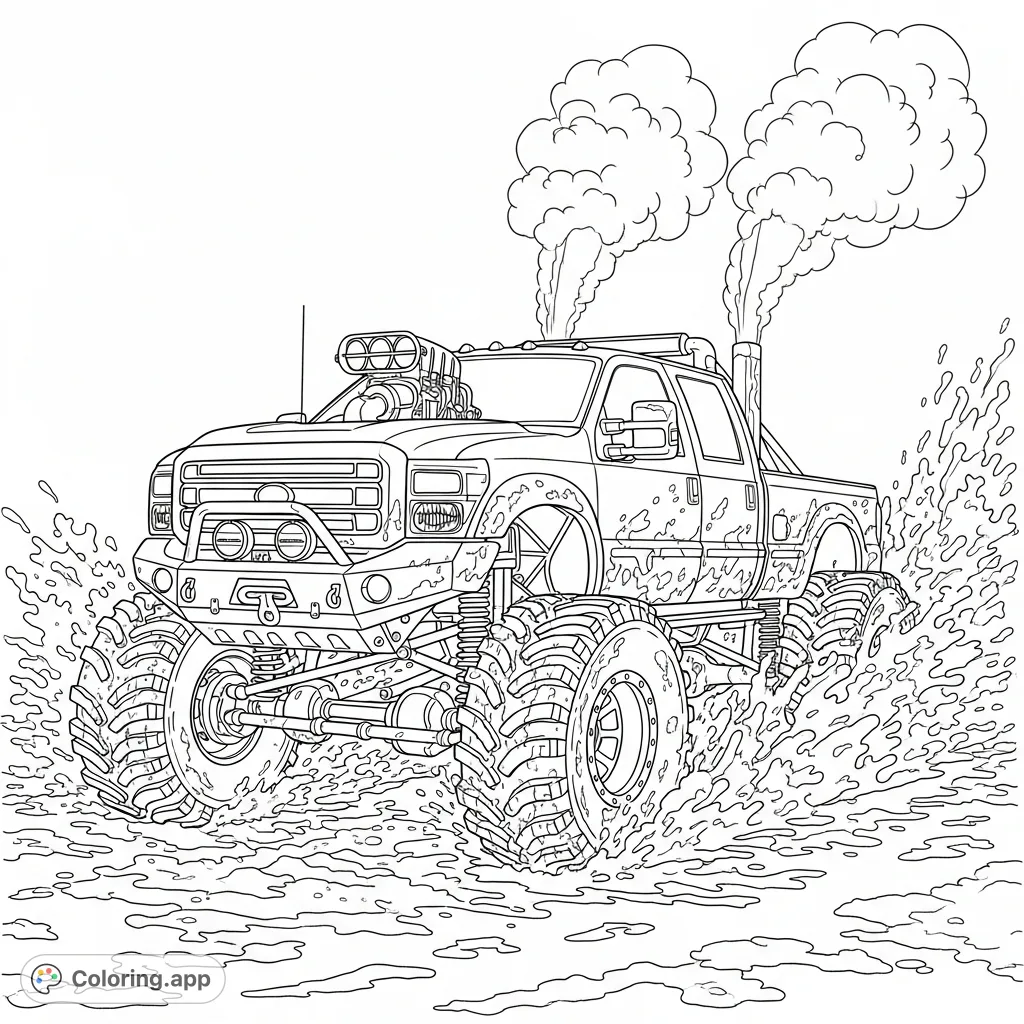 F-350 Diesel Truck Mudding - Coloring.app