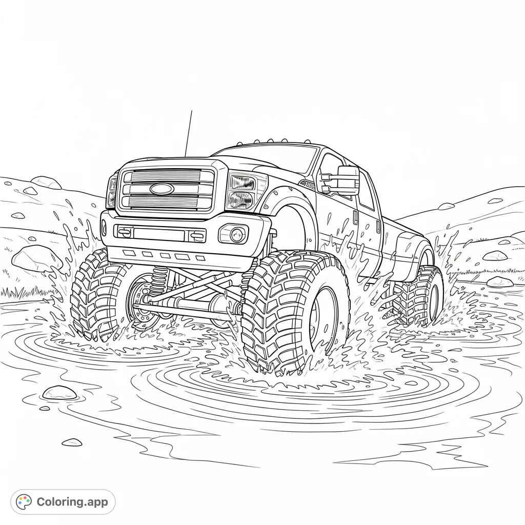 F-450 Off-Road Pond Crossing - Coloring.app