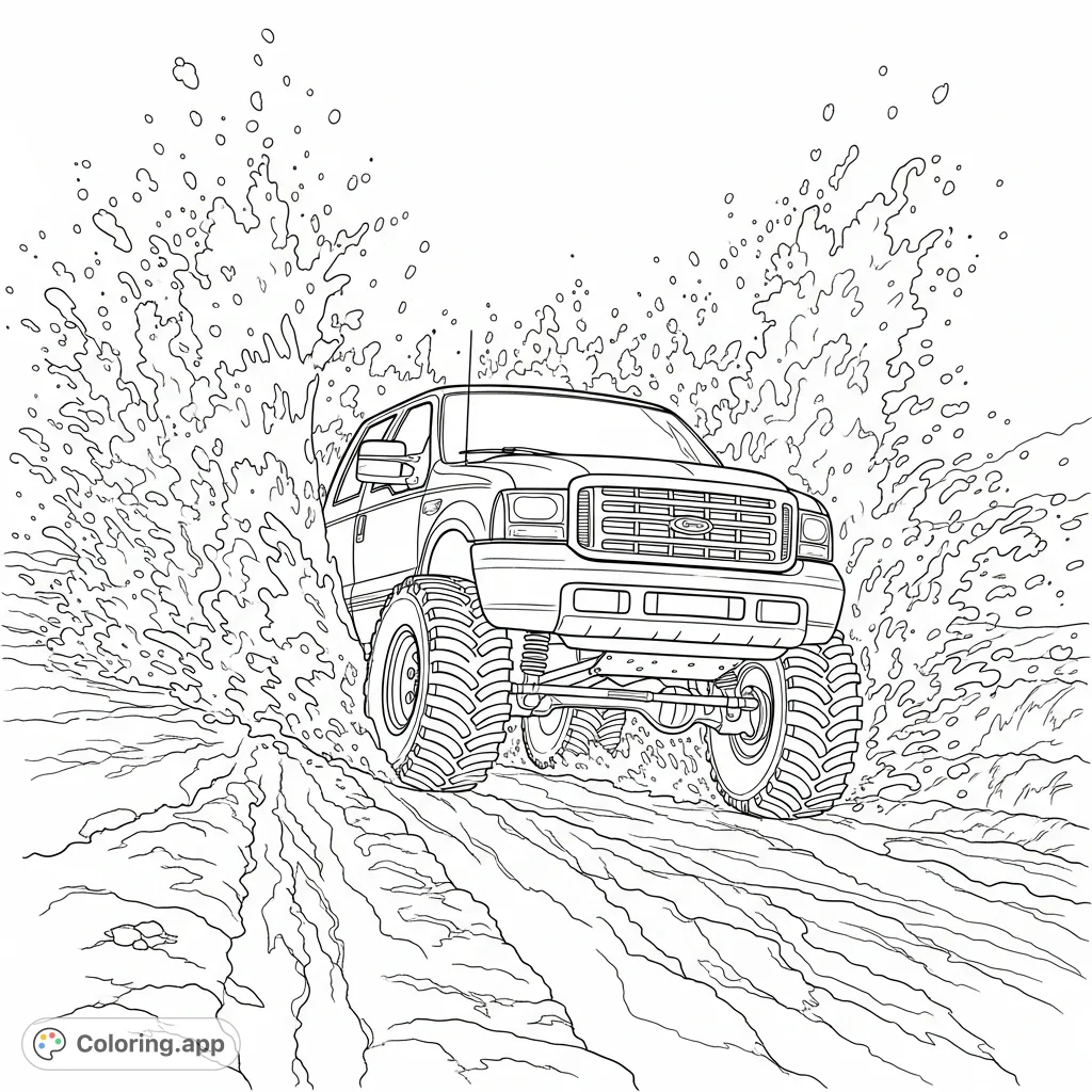 Off-Road Truck Mud Splash - Coloring.app