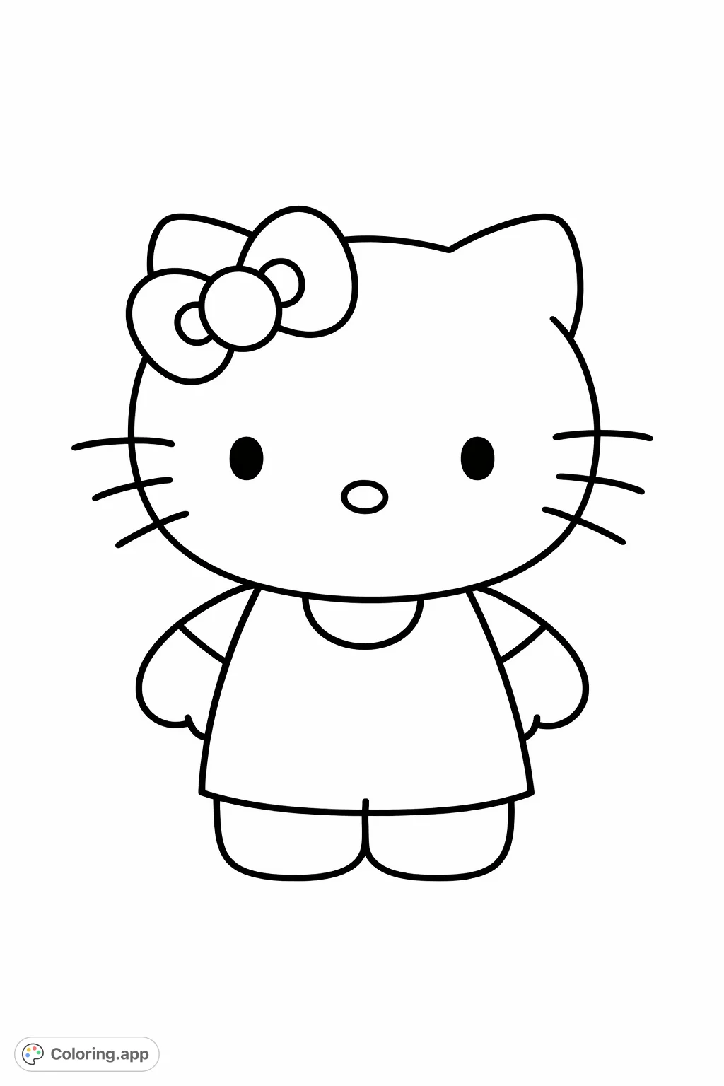 Cute Feline with Bow - Coloring.app