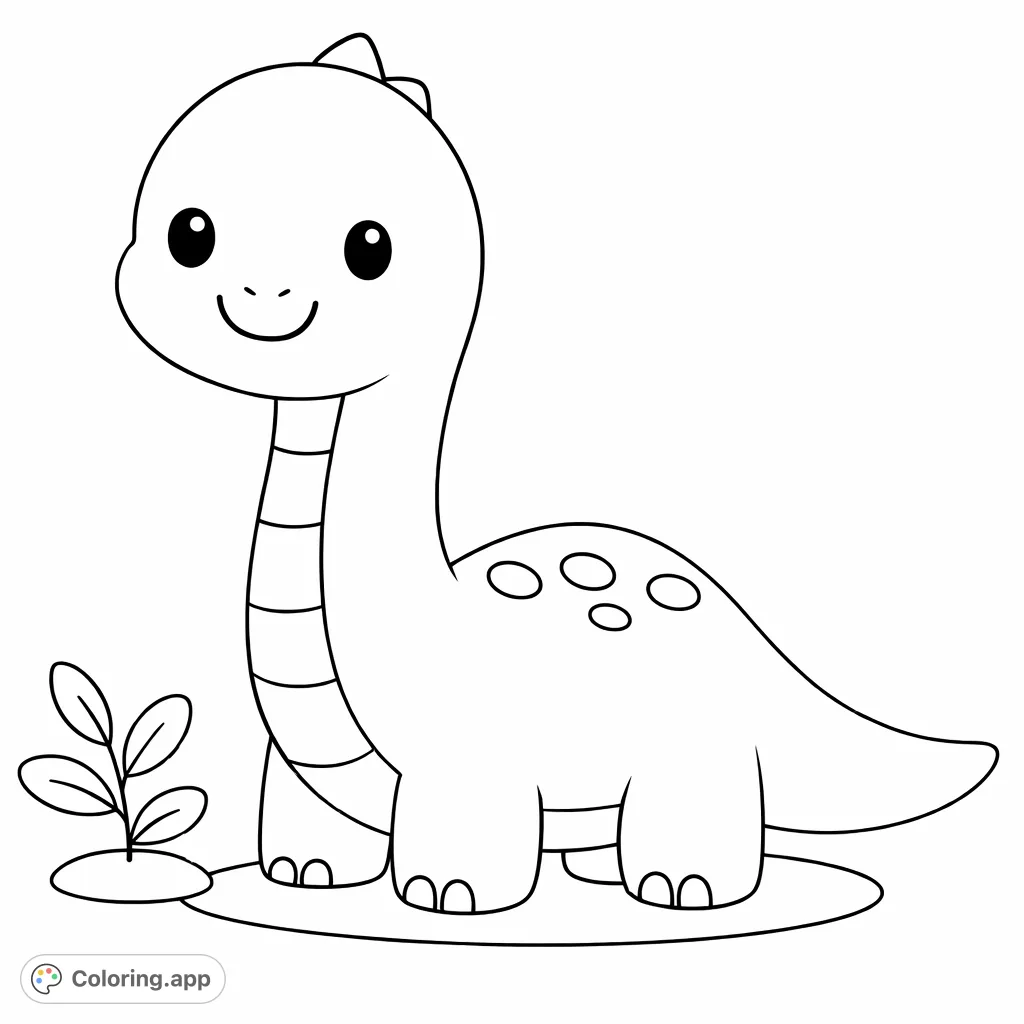 Happy Little Dinosaur Friend - Coloring.app