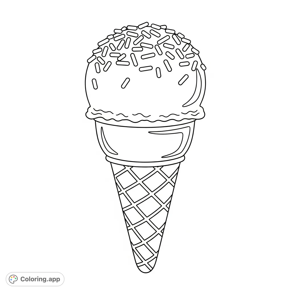 Sweet Vanilla Cone with Sprinkles - Coloring.app