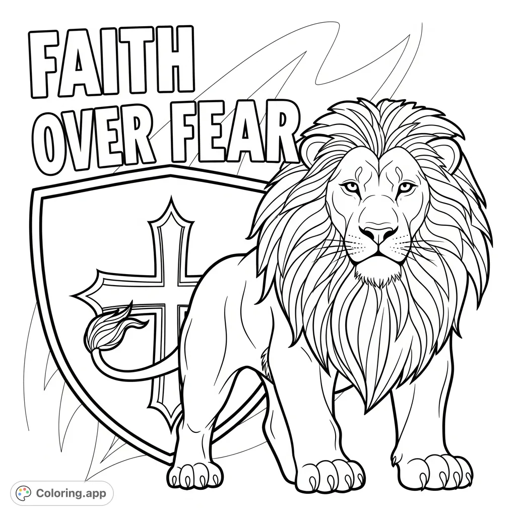 Faith Over Fear Lion - Coloring.app