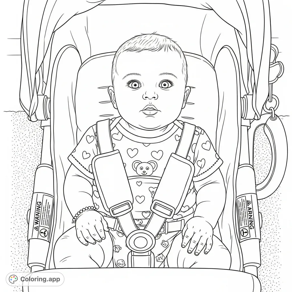 Curious Baby in Stroller - Coloring.app