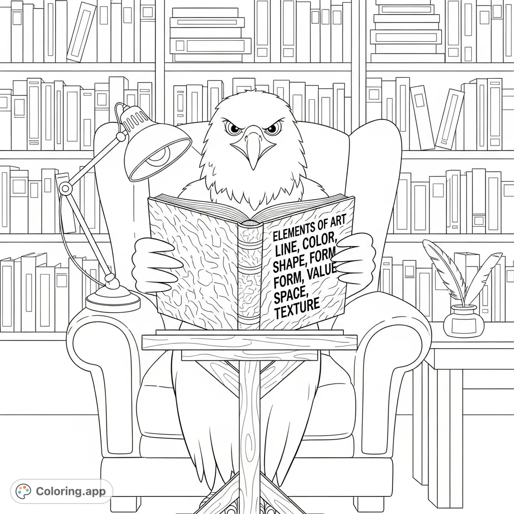 Eagle Studying Elements of Art - Coloring.app