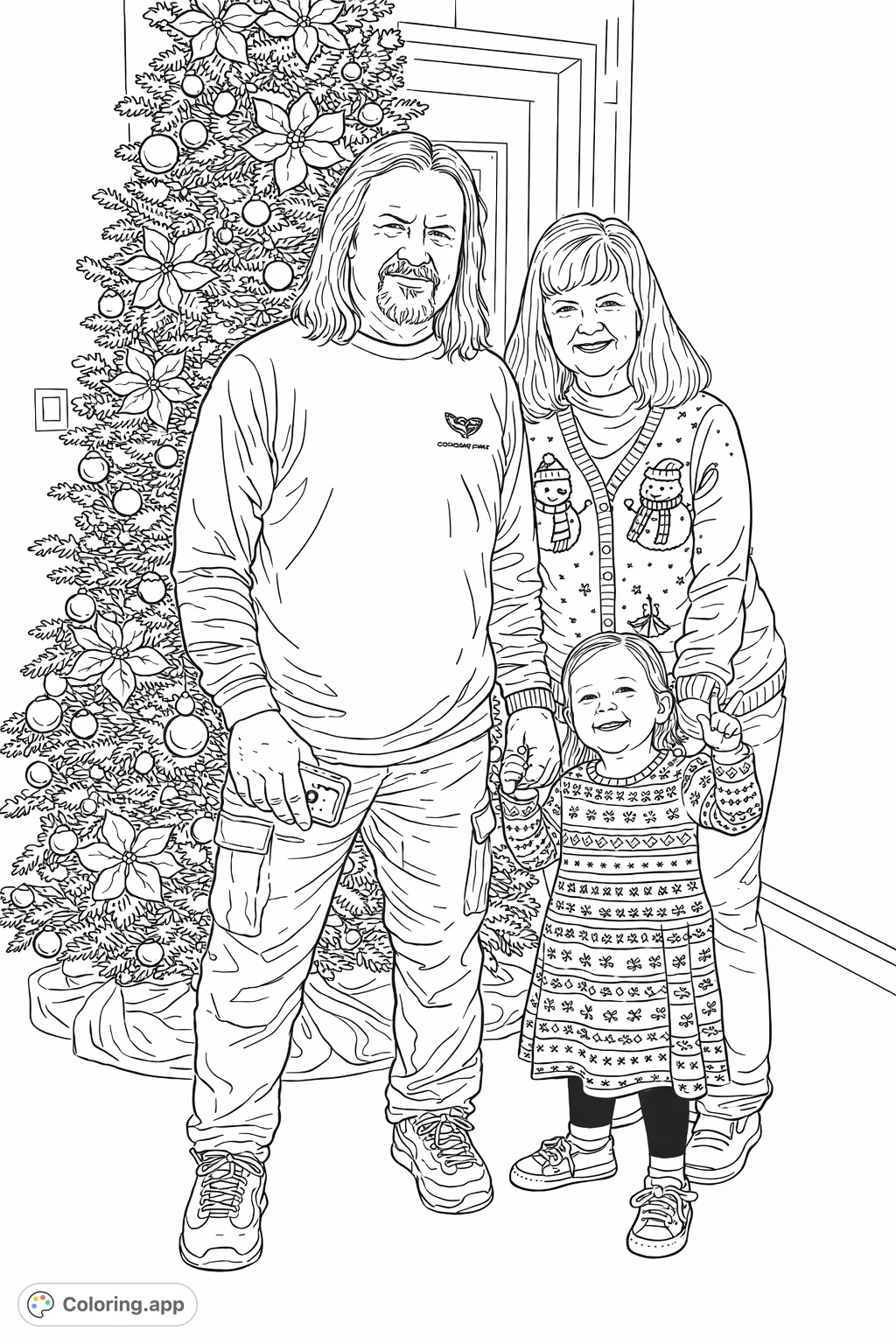 Festive Family Tree Gathering - Coloring.app