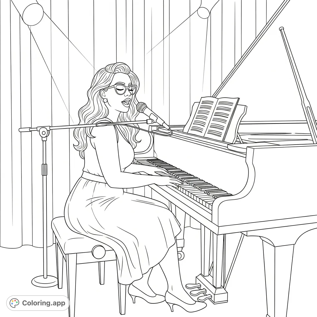 Pop Star Piano Performance - Coloring.app