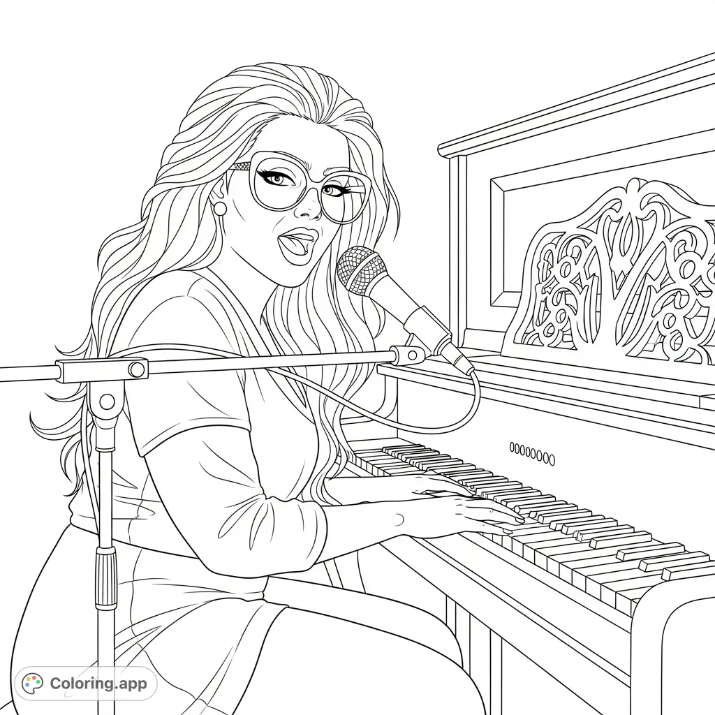Pop Star Piano Performance - Coloring.app