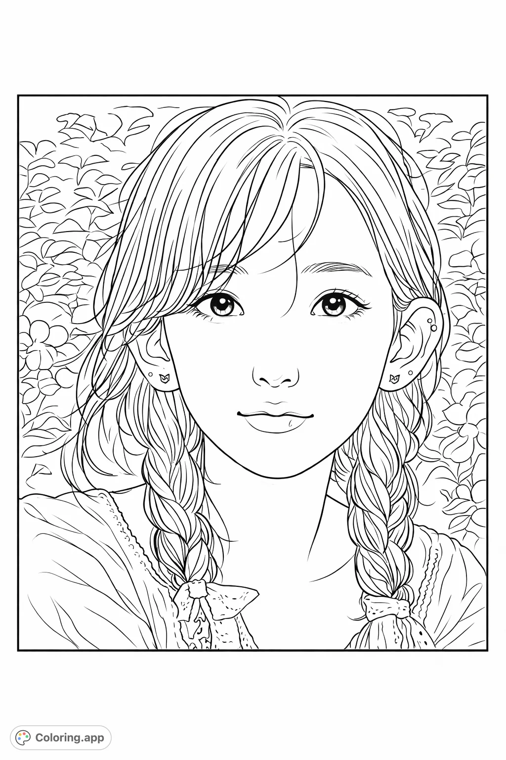 Woman with Braids and Lace - Coloring.app