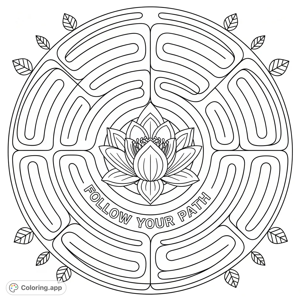 Labyrinth Lotus Path - Coloring.app