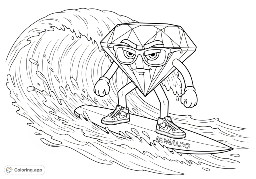 Surfing Diamond Hero - Coloring.app