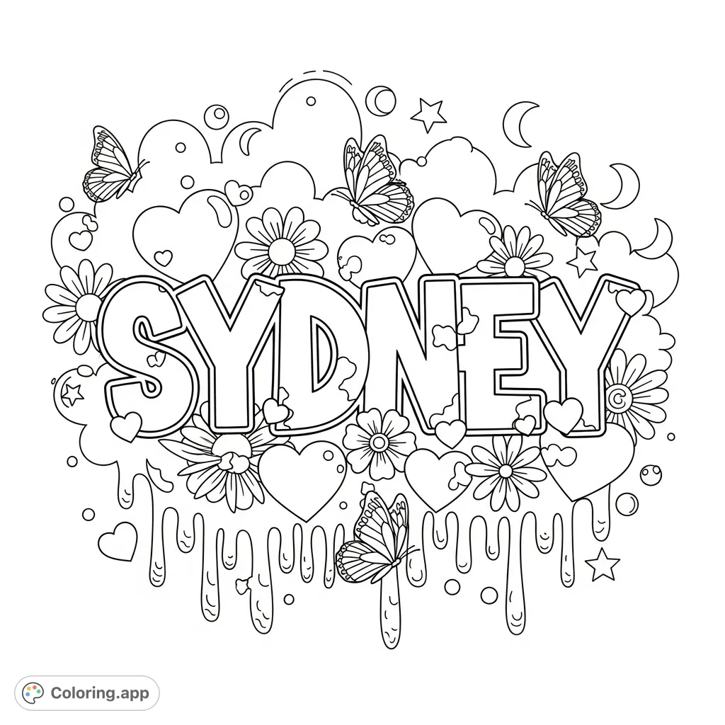 Graffiti Name Art: SYDNEY - Coloring.app