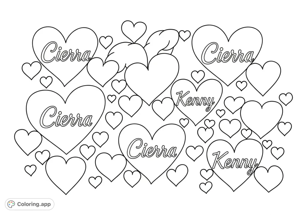 Cierra and Kenny Hearts - Coloring.app