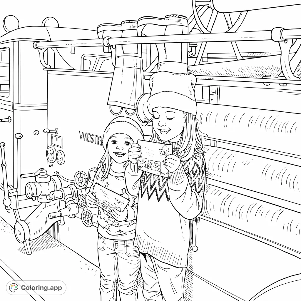 Festive Fire Truck Kids - Coloring.app