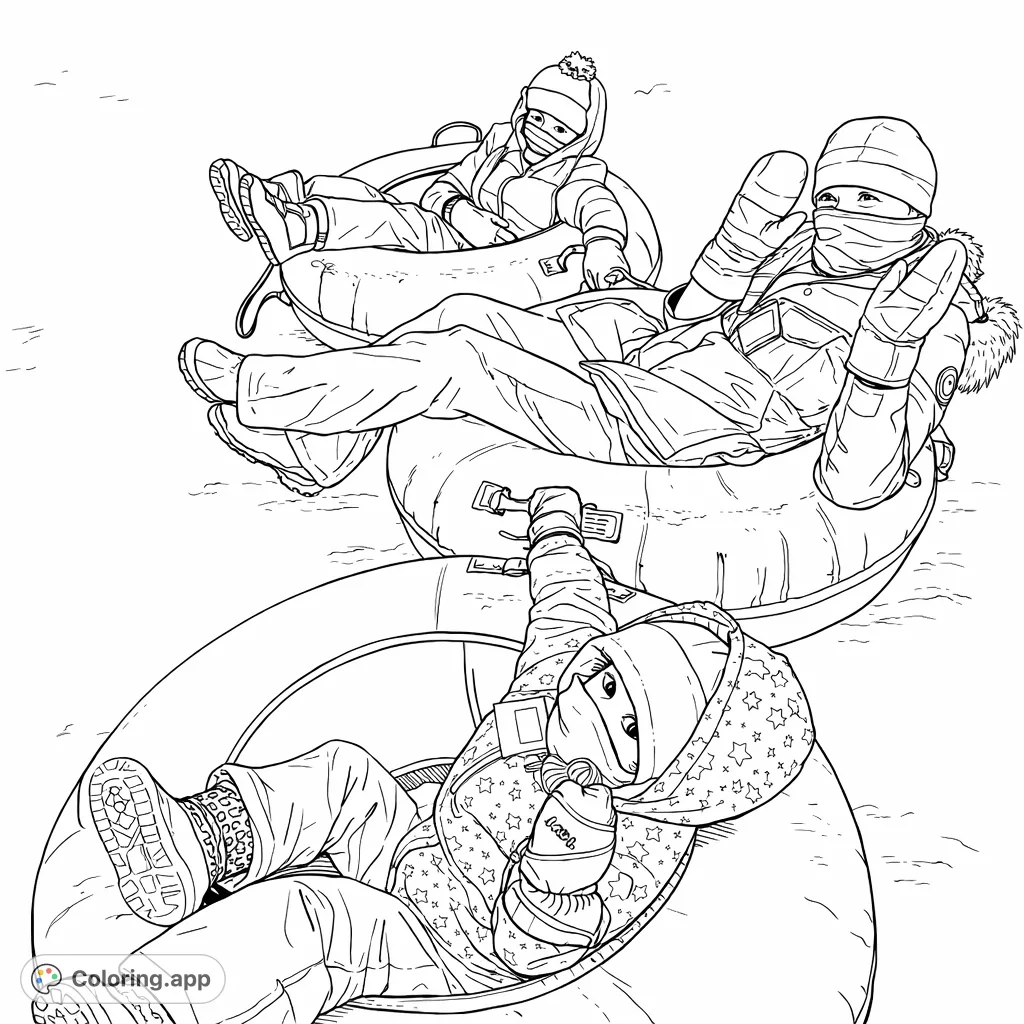 Winter Snow Tubing Fun - Coloring.app