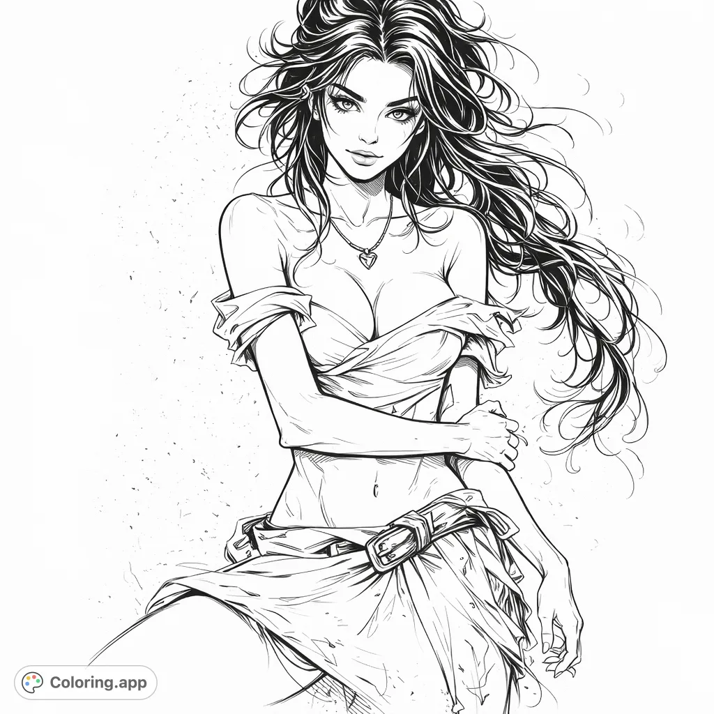 Confident Fantasy Woman - Coloring.app