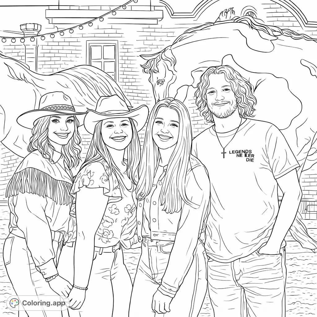 Western Friends Heart Night - Coloring.app