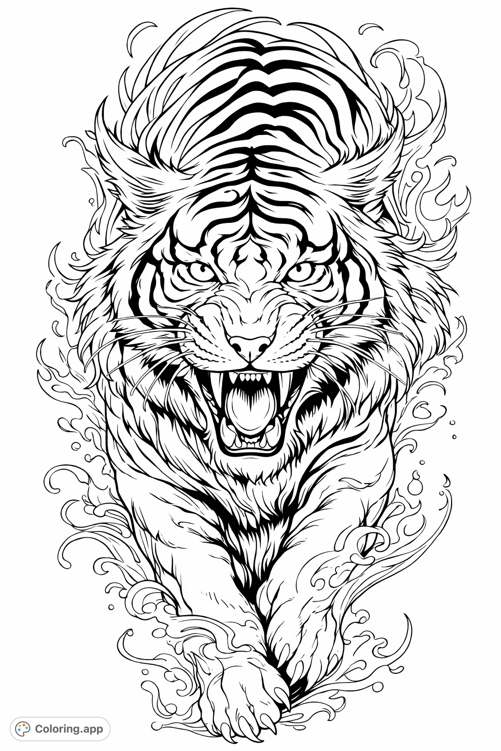 Fierce Roaring Tiger Power - Coloring.app