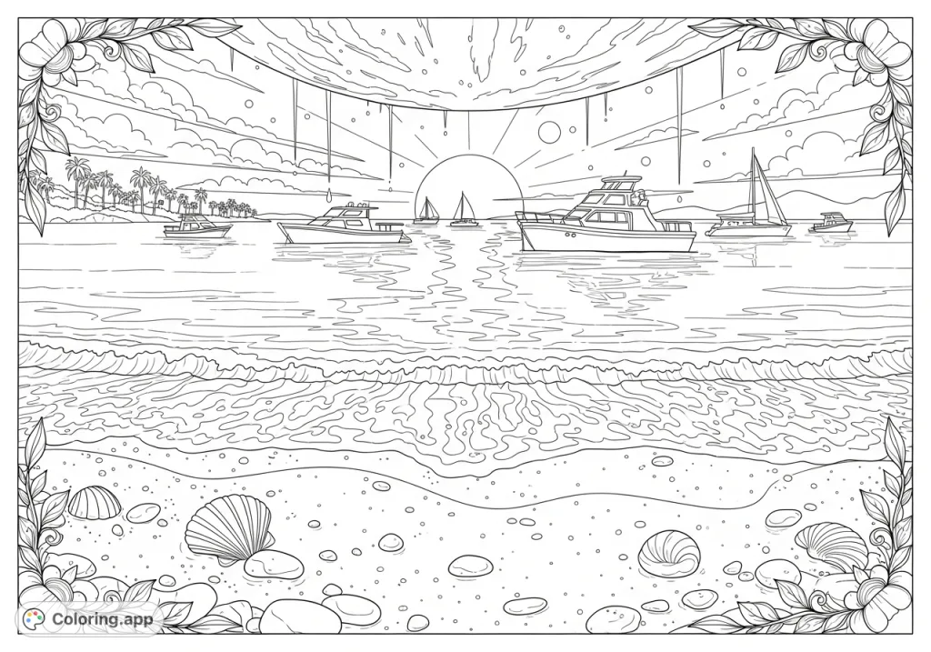 Coastal Sunset View - Coloring.app