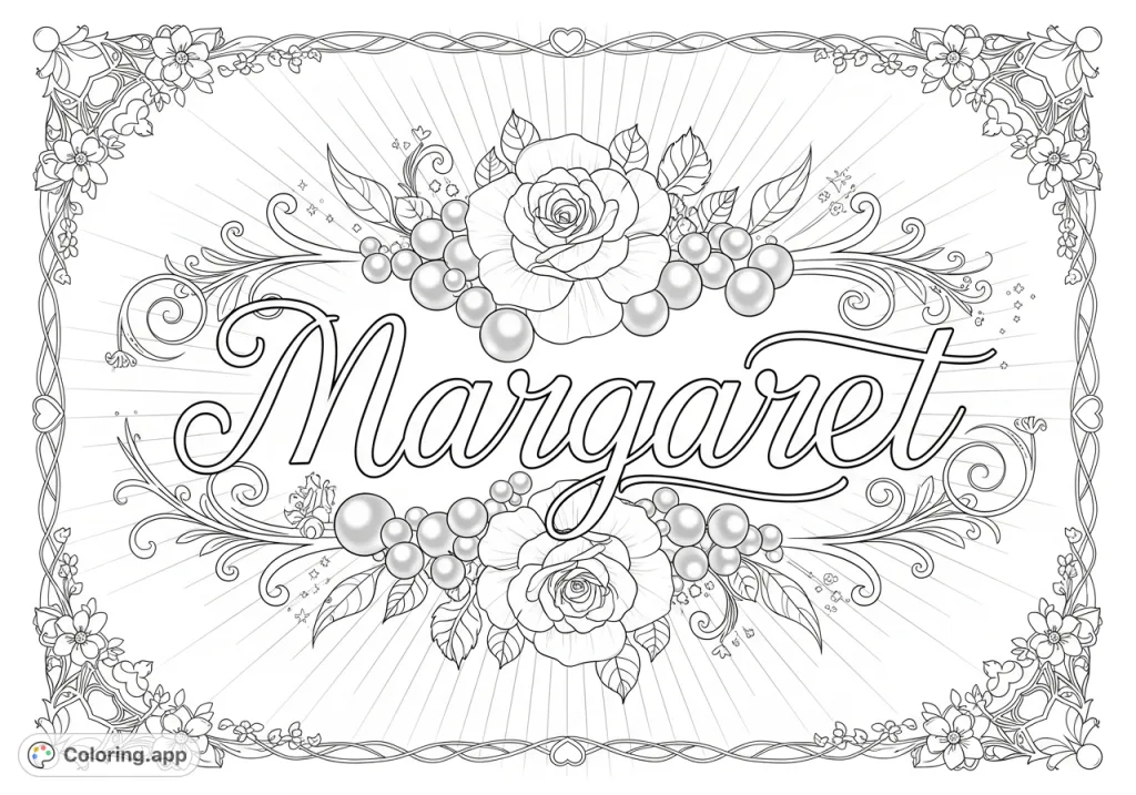 Elegant Margaret Name Art - Coloring.app
