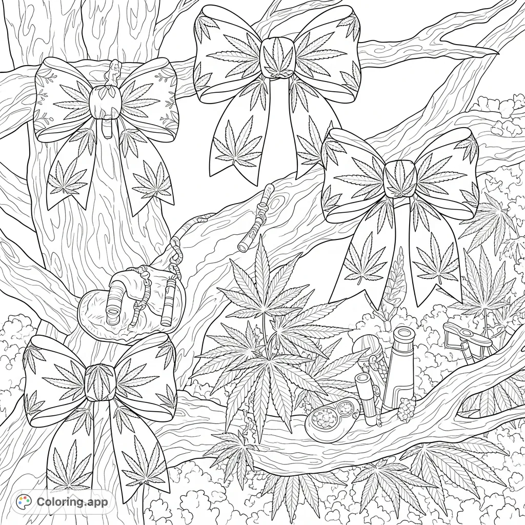 Botanical Leaf Bows - Coloring.app