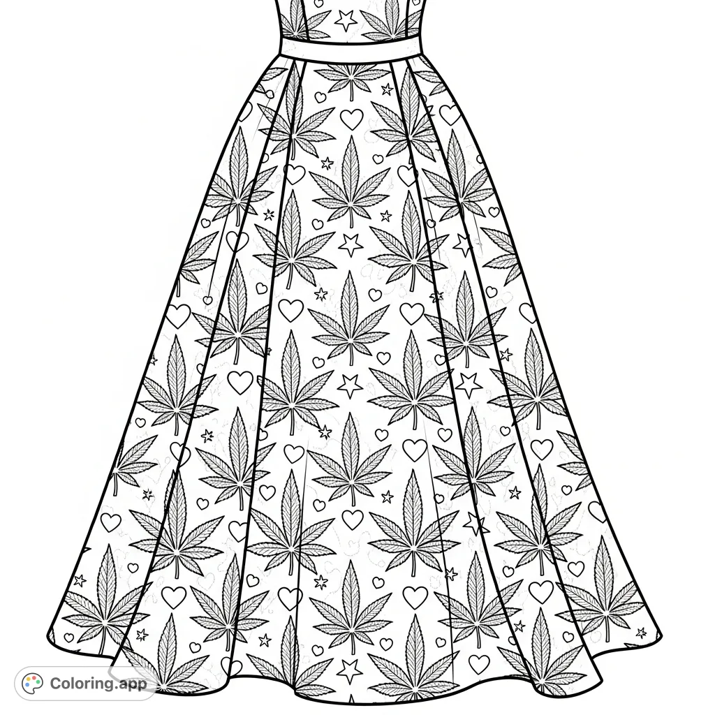 Chic Leaf Pattern Formal Dress - Coloring.app