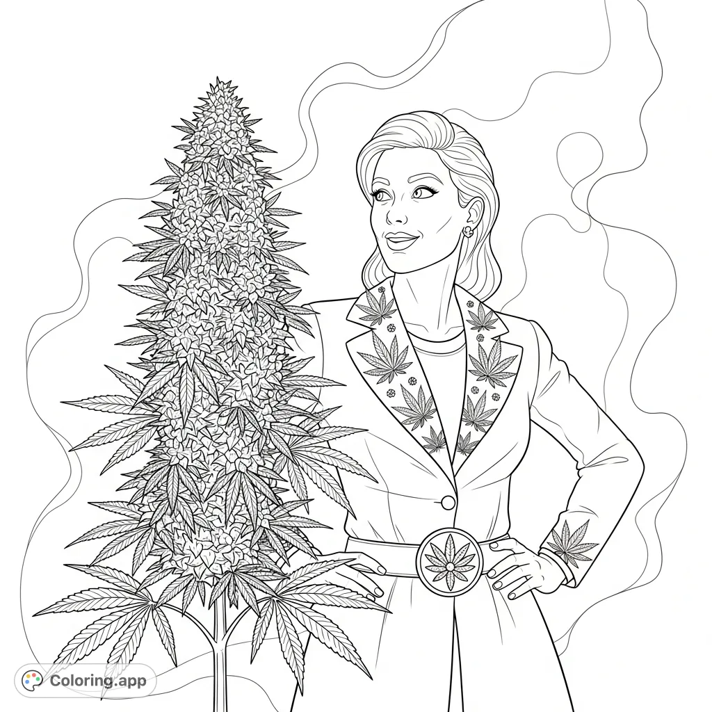 Confident Cannabis Woman - Coloring.app