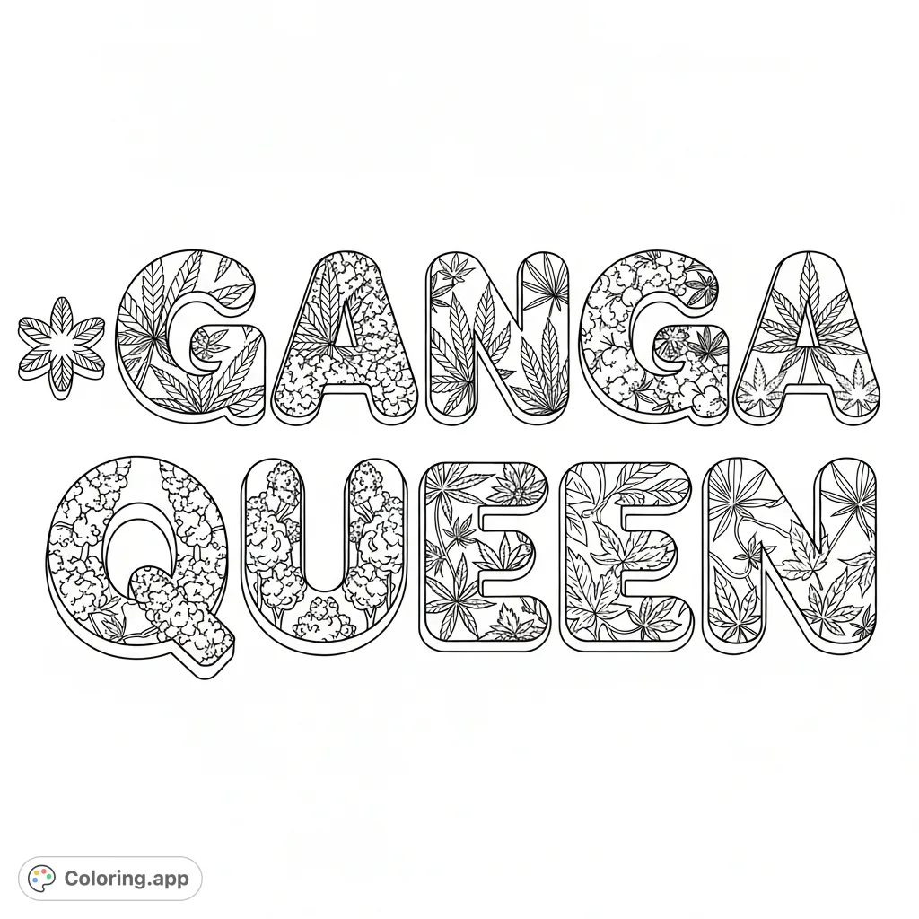 Ganga Queen Bubble Letters - Coloring.app