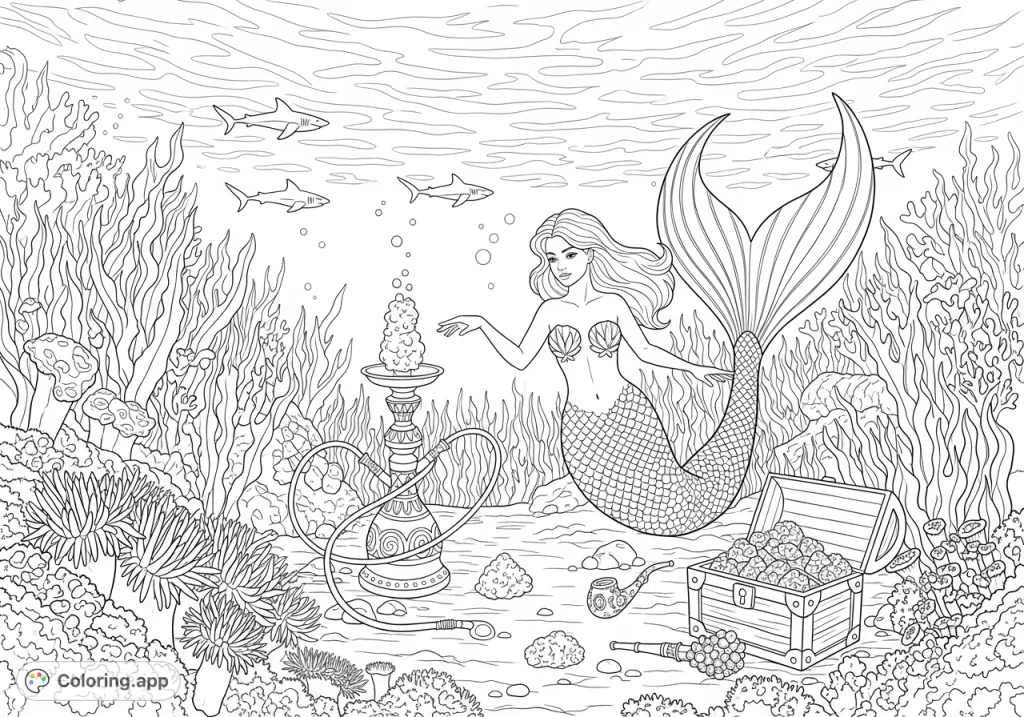 Marijuana Mermaid Underwater Realm - Coloring.app
