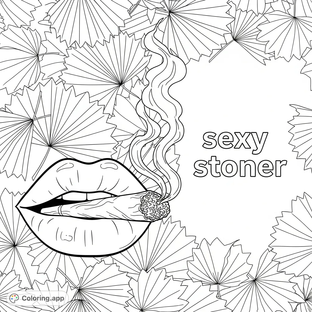 Stoner Lips and Leaf - Coloring.app