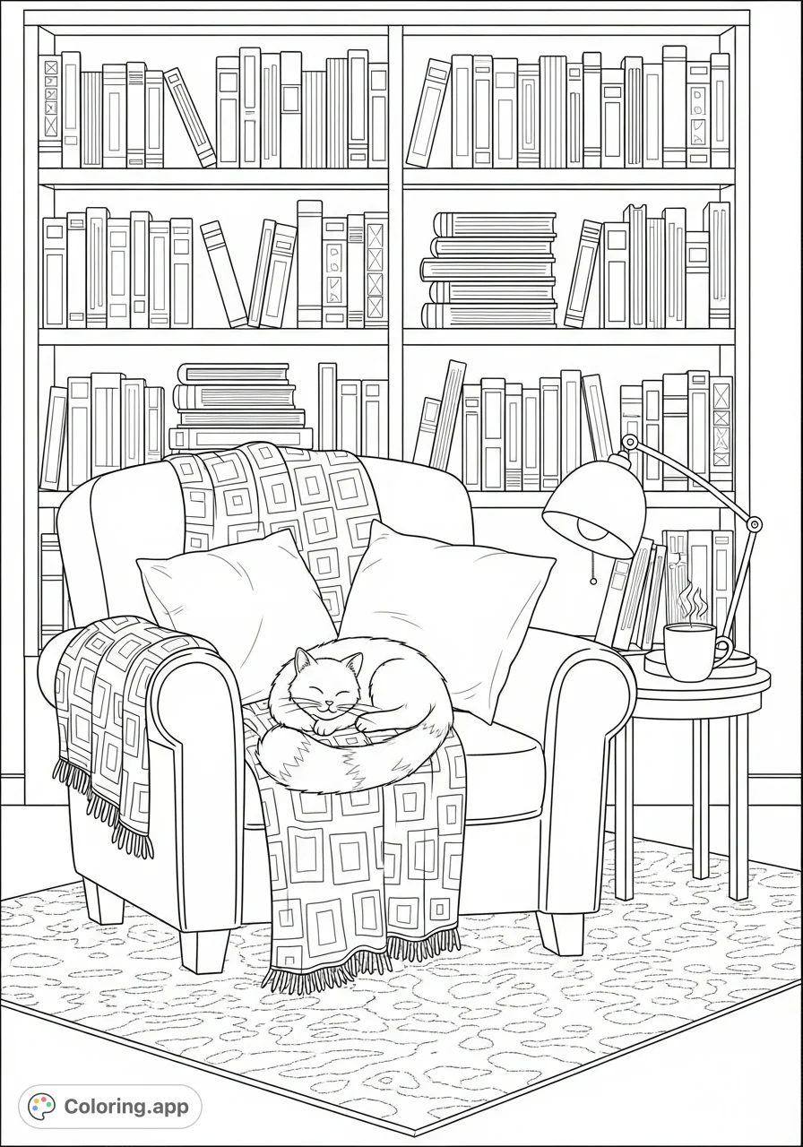 Cozy Nook Cat Nap - Coloring.app