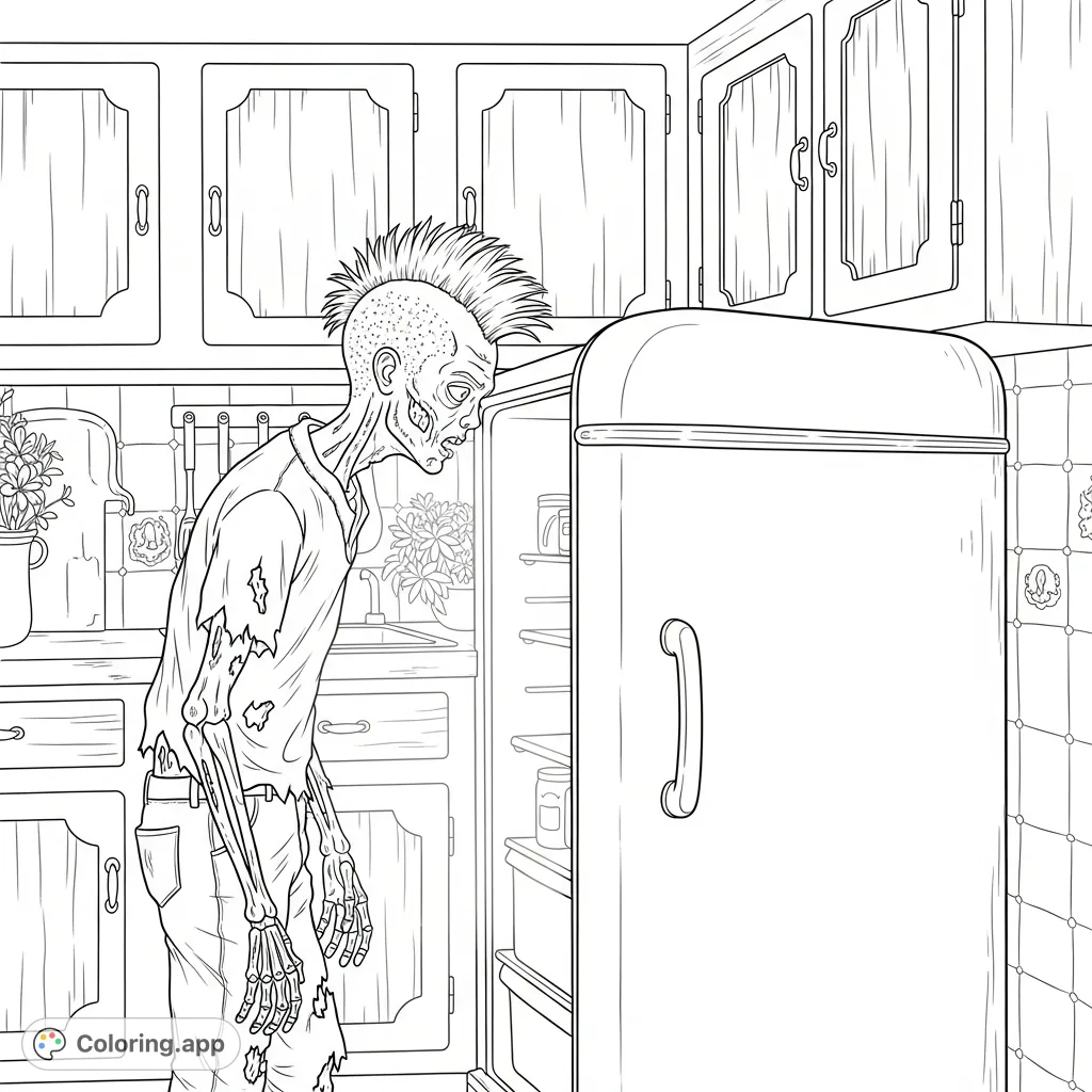 Zombie Refrigerator Encounter - Coloring.app