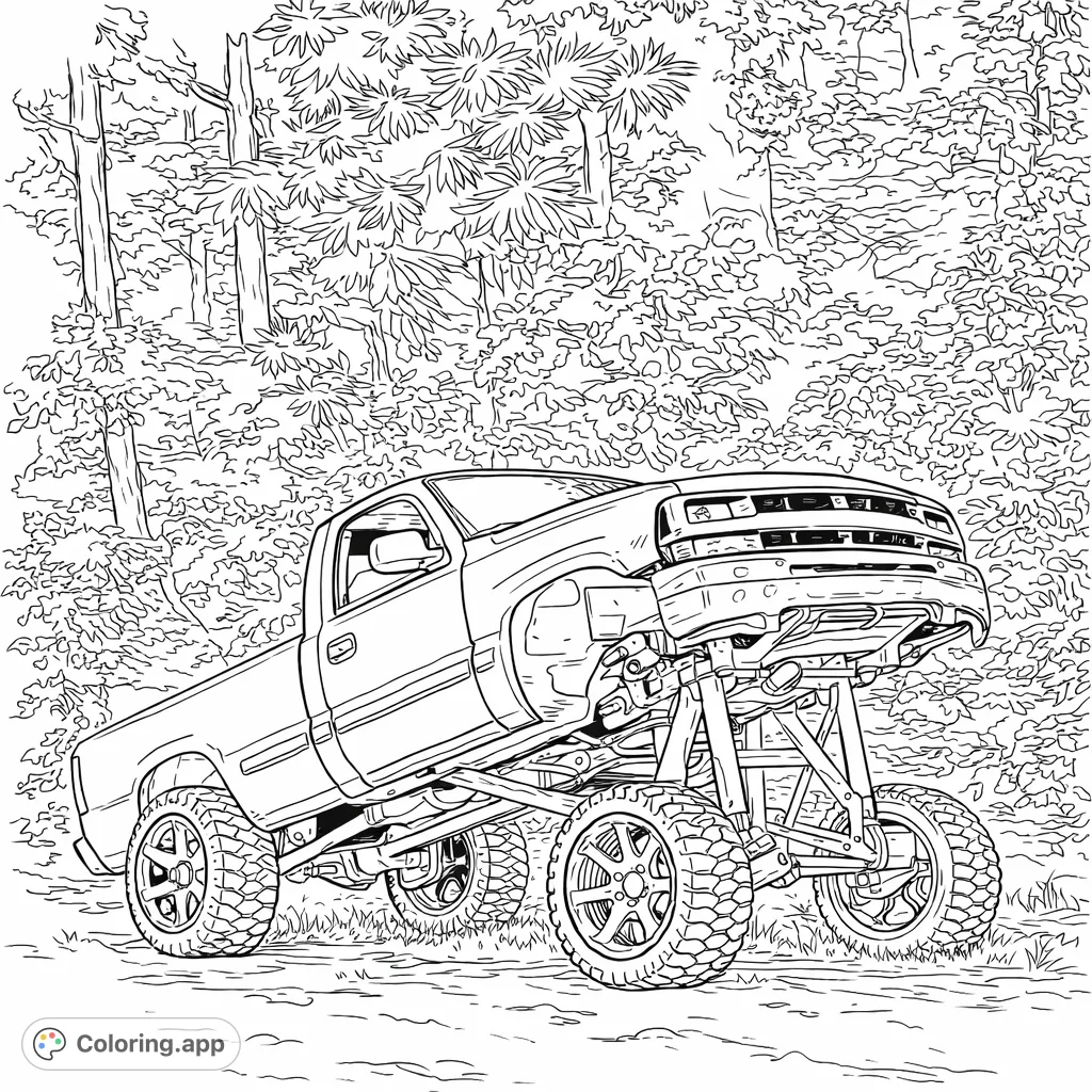 Extreme Lifted Truck - Coloring.app